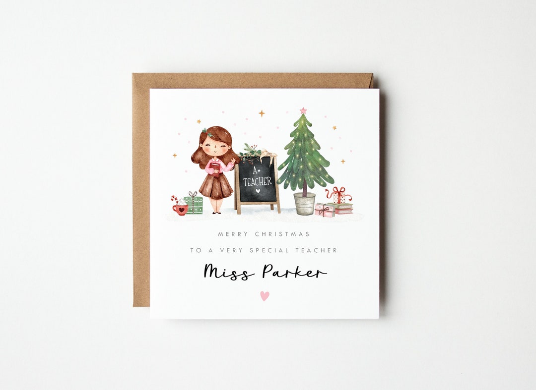 Personalised Teacher Christmas Card Merry Christmas Teacher - Etsy UK