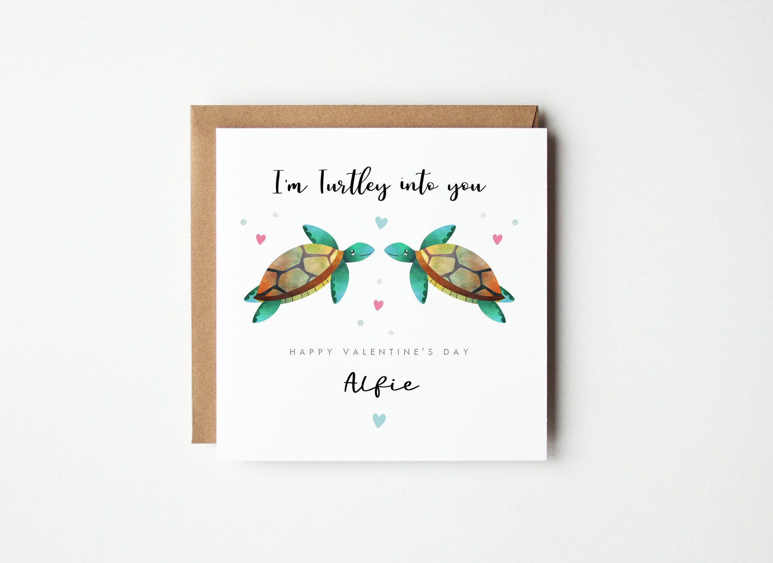 Personalised Turtle Valentines Day Card, Turtley Into You Valentines ...