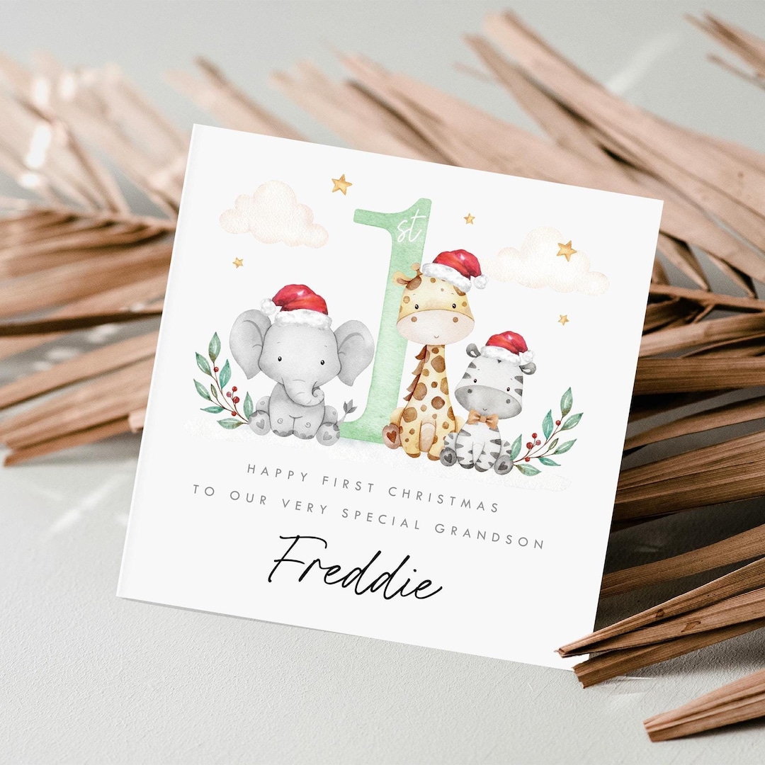 Personalised Baby's 1st Christmas Card, First Christmas Card, Girls ...