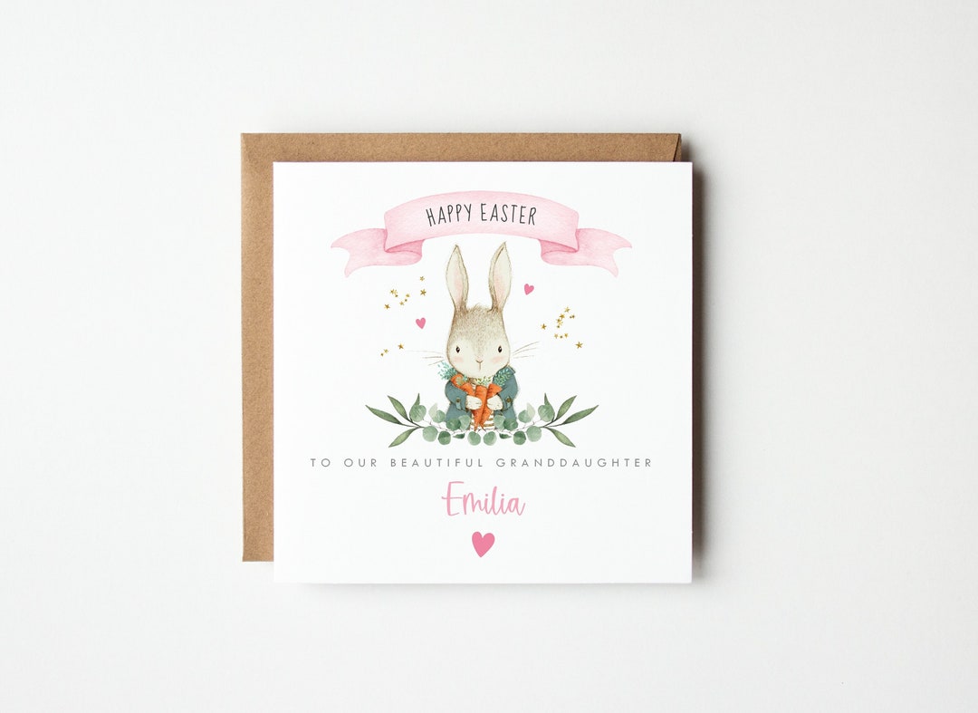 Personalised Rabbit Easter Card, Easter Bunny Easter Card, Daughter ...