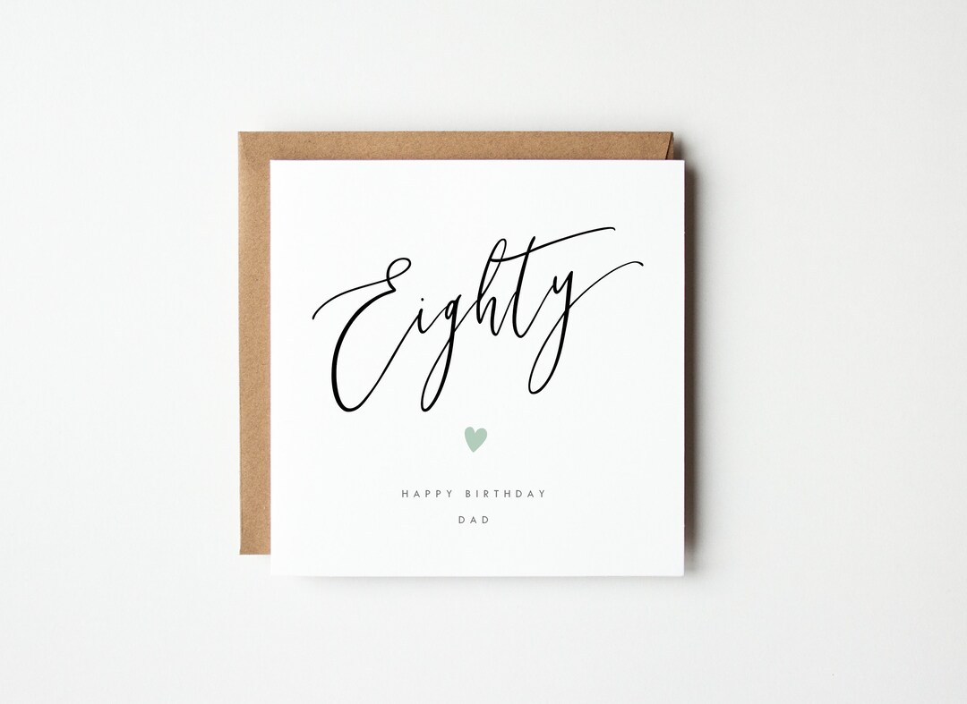 Personalised 80th Birthday Card, Calligraphy Birthday Card ...