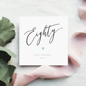 Personalised 80th Birthday Card, Calligraphy Birthday Card ...