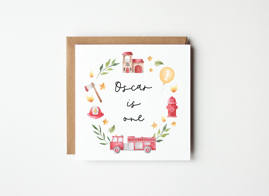 Personalised Fire Engine Birthday Card, Personalised 1st 2nd 3rd 4th ...