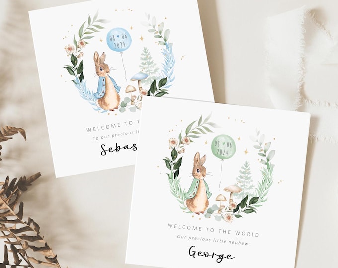 Personalised Peter Rabbit New Baby Card Newborn Baby Card Welcome to ...