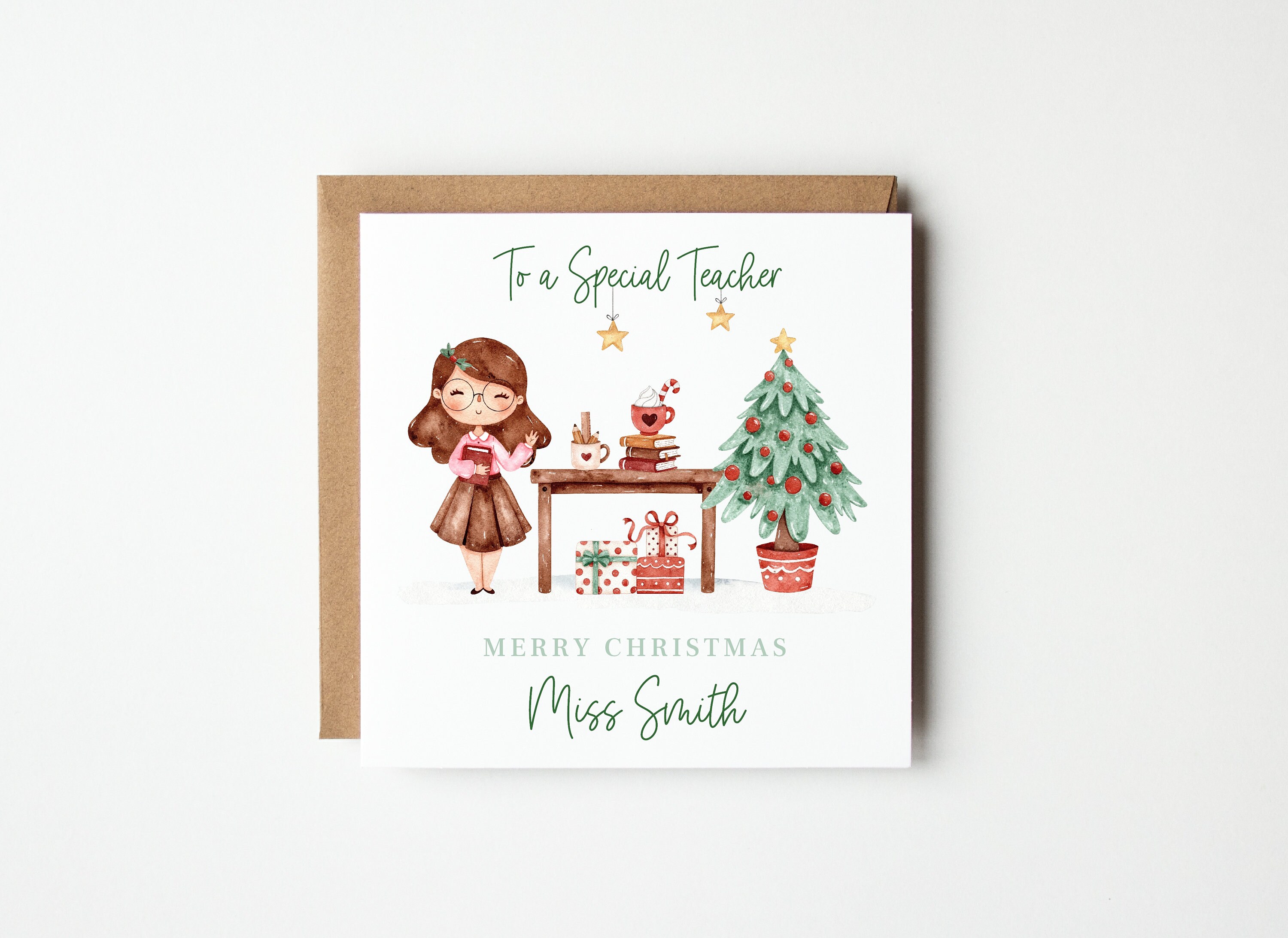 Personalised Teacher Christmas Card Merry Christmas Teacher - Etsy UK
