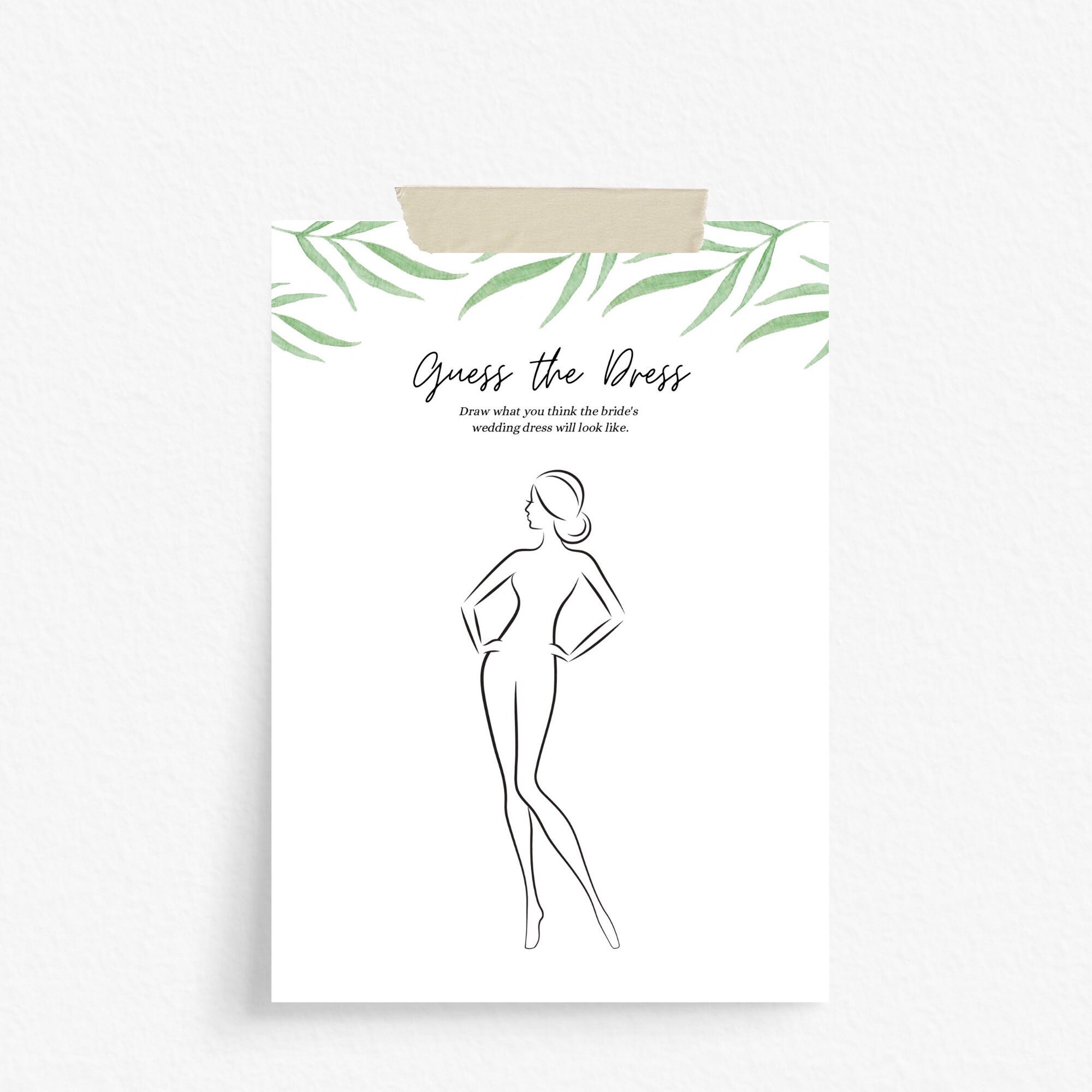 Guess the Dress Bridal Shower Game Template, Greenery Bridal Shower ...