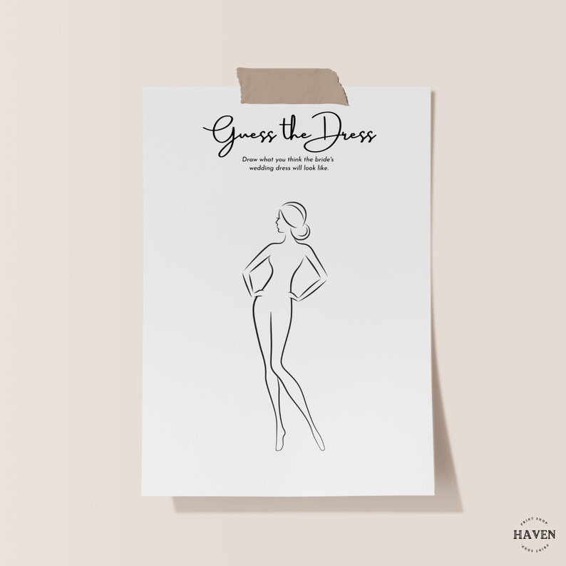 Guess the Dress Bridal Shower Game Template, Bridal Shower Printable ...