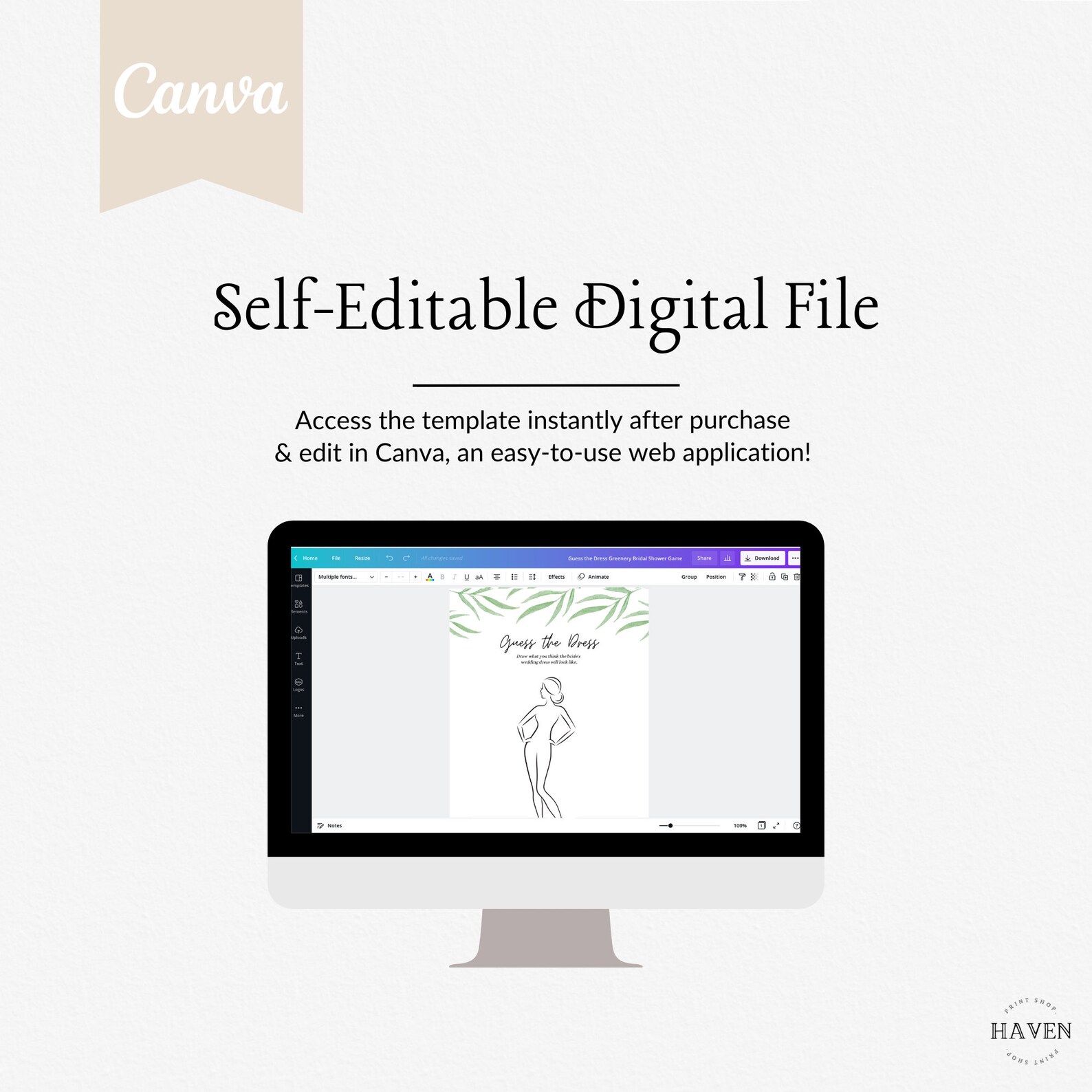 Guess the Dress Bridal Shower Game Template Greenery Bridal - Etsy