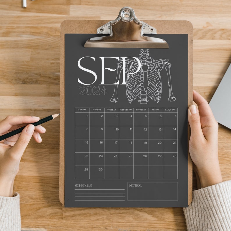 Anatomy Calendar 2024, Skeleton Calendar 2024, 2024 Digital Download ...