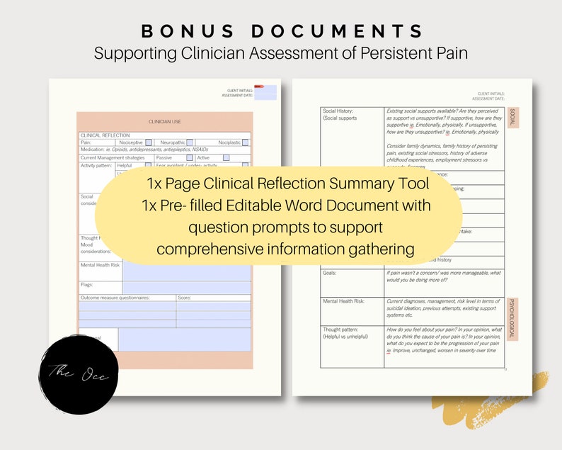 Biopsychosocial Assessment for Chronic Pain, Persistent Pain Template ...
