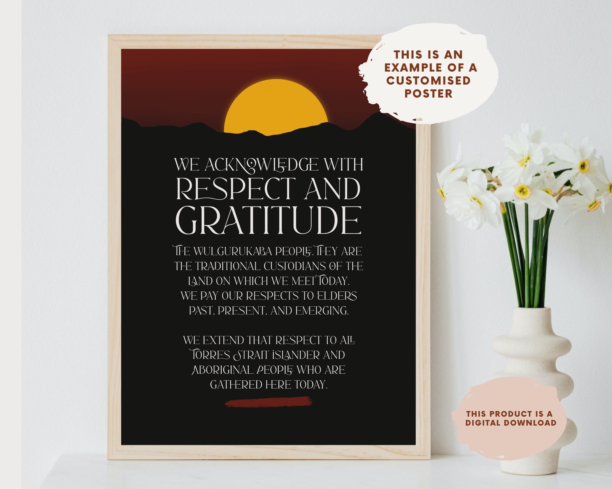 Customised Aboriginal Printable Acknowledgement of Indigenous Country ...