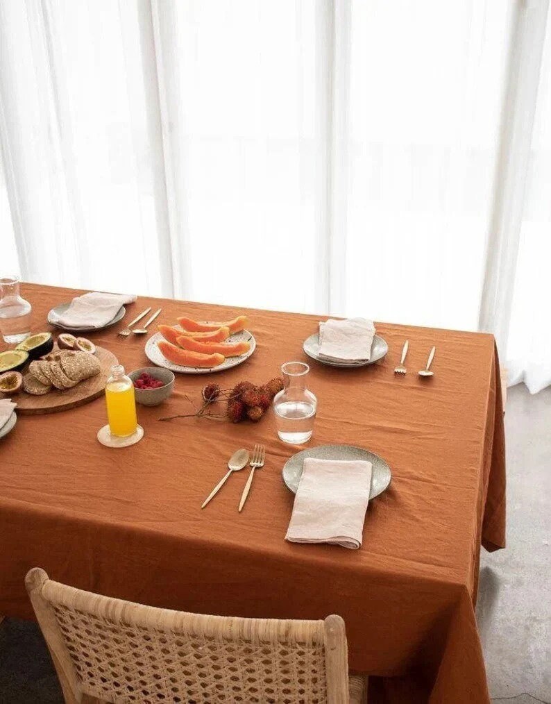 Table Cloth in Rust Dining Table Cloth Wedding Decoration - Etsy