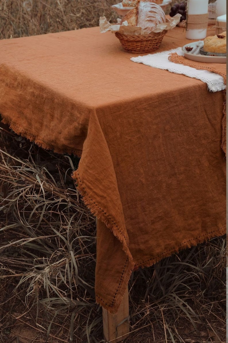 Table Cloth in Rust Dining Table Cloth Wedding Decoration - Etsy