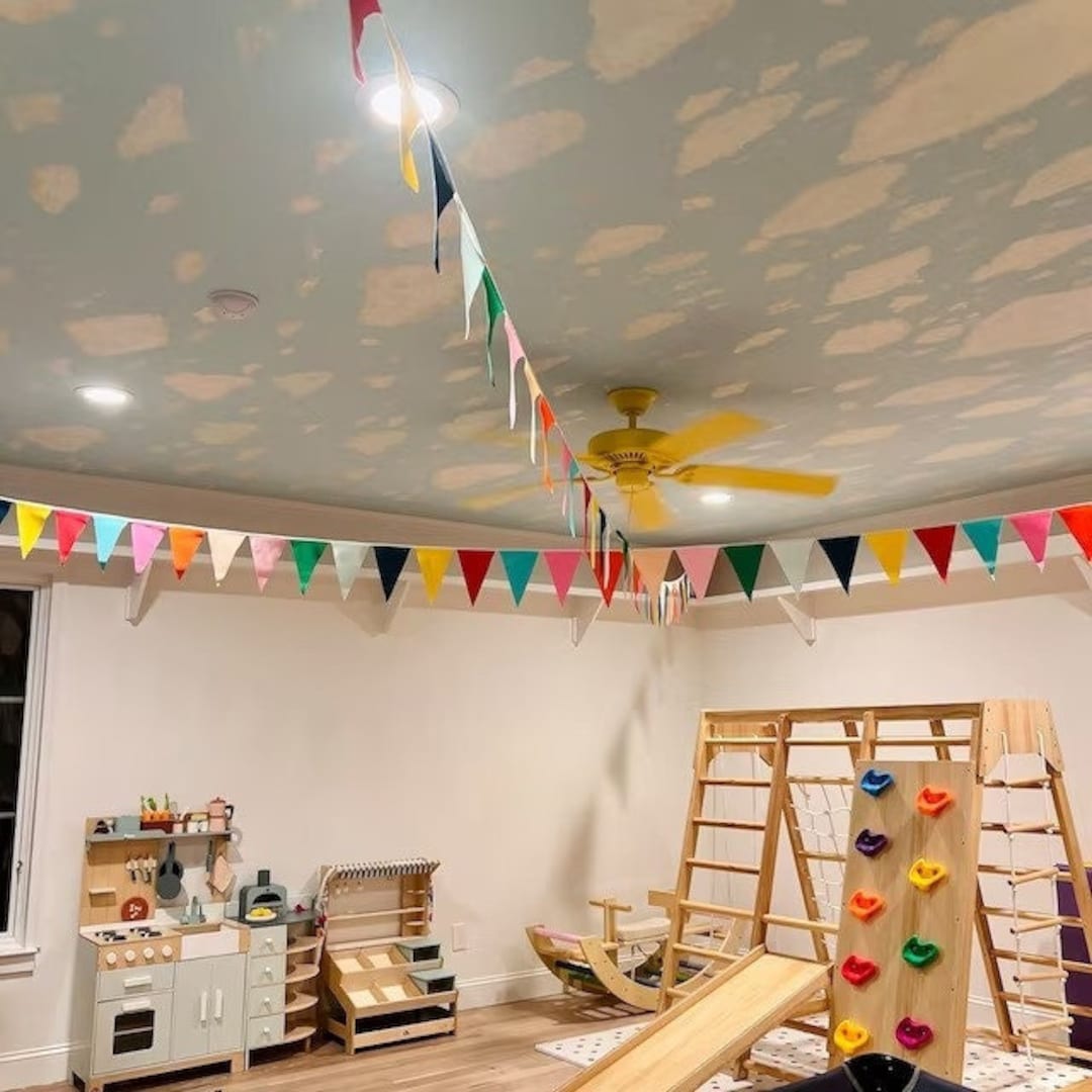 Bunting Flags, Colorful Garland Banner, Rainbow Flag Hanging, Linen ...