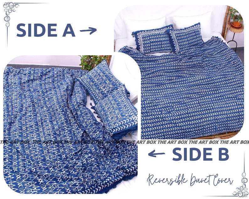 Reversible Cotton Duvet Cover Handmade Block Print Duvet Set - Etsy