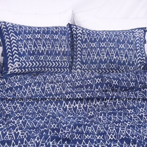 Reversible Cotton Duvet Cover, Handmade Block Print Duvet Set Indigo ...