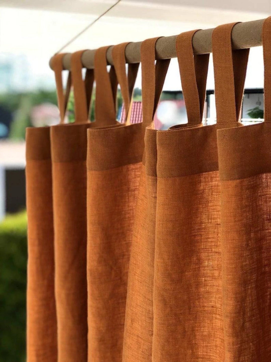 Rusty Cotton Curtain, Stonewashed Cotton Curtain 2 Panel, Cinnamon ...