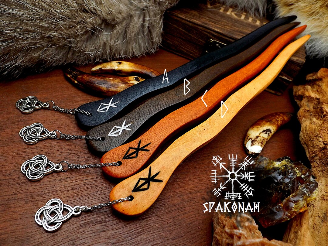 Wooden Viking Hair Stick With Runes Hair Stick Hair Accessory Accessory ...