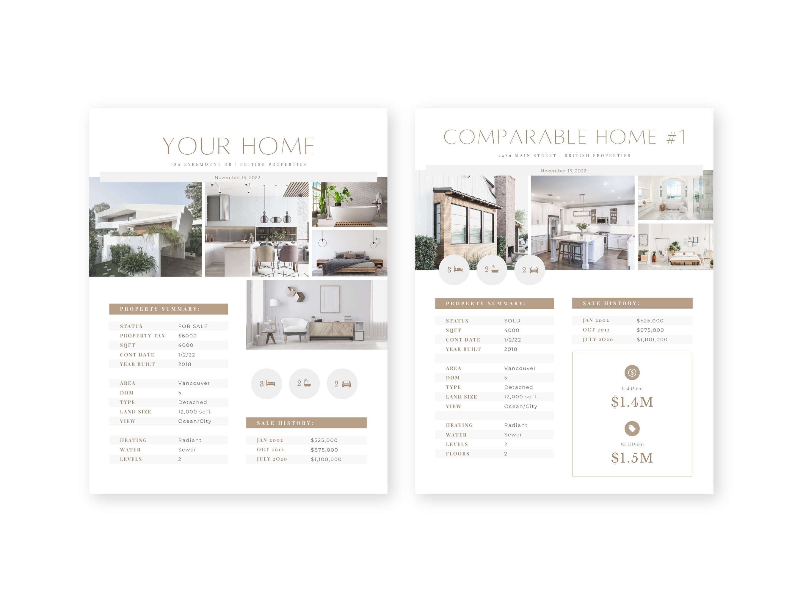 Harper Property Comparison Flyer, Real Estate Home Feature Sheet ...