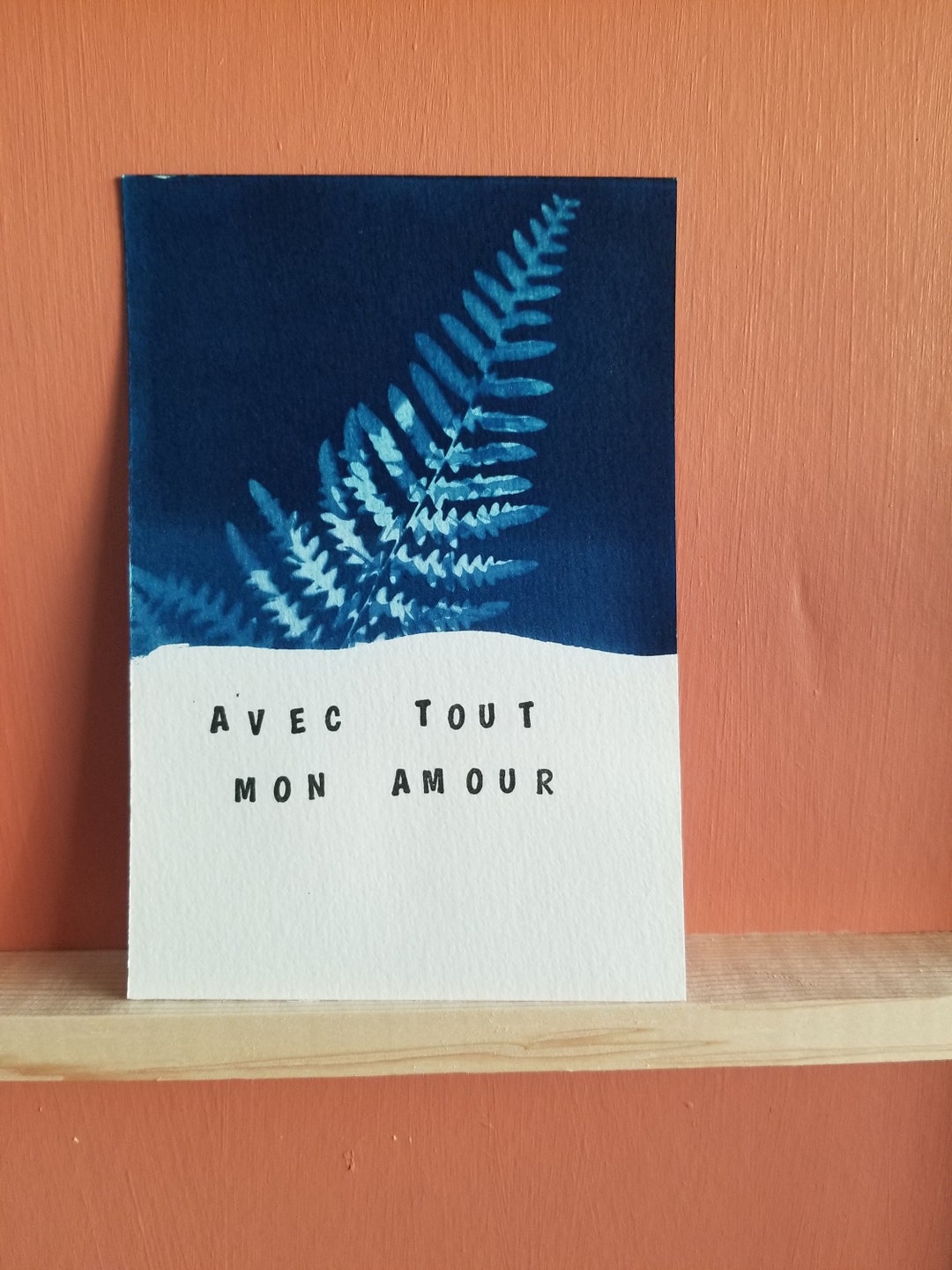 Cyanotype Card With All My Love 10x15cm Handmade in France - Etsy