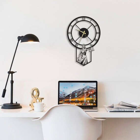 Justice Wall Clock Metal Large Wall Clock Black and Silent - Etsy
