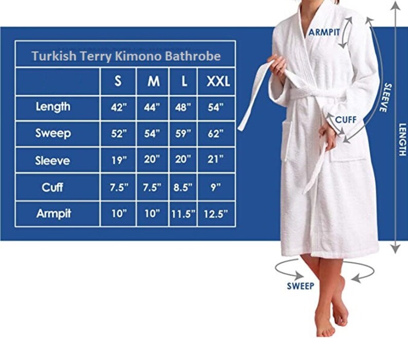 Turkish Cotton Terry Kimono Robe, Personalized Bridesmaid Gift - Etsy