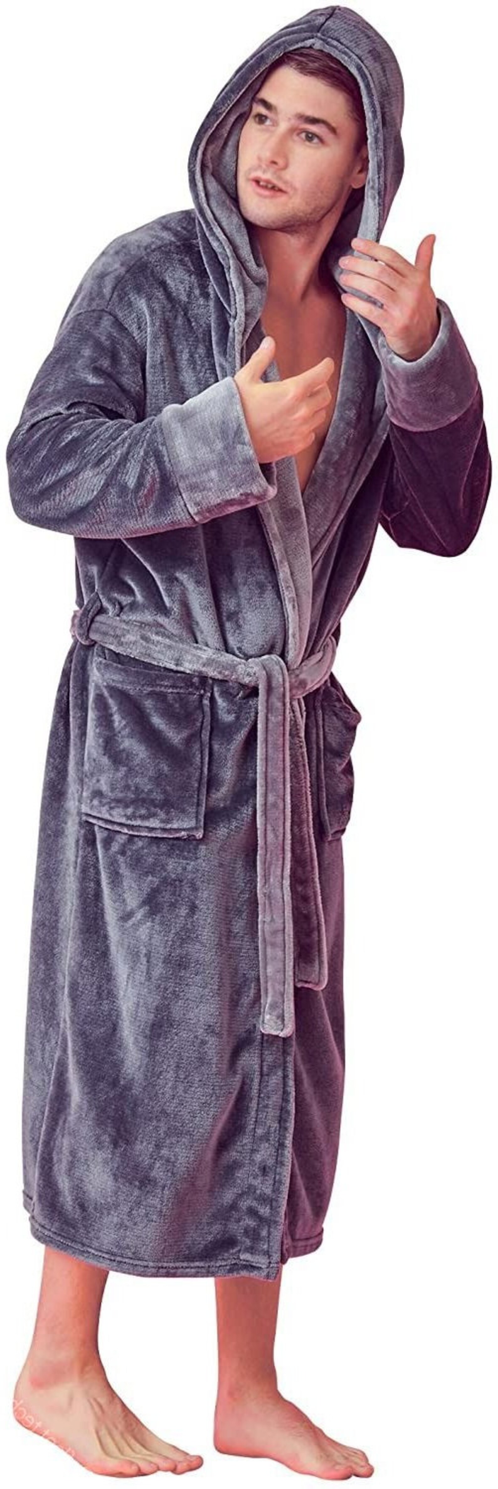 MENS BATHROBE, Fleece Bathrobe, Embroidered Bathrobe, PERSONALIZED Long ...