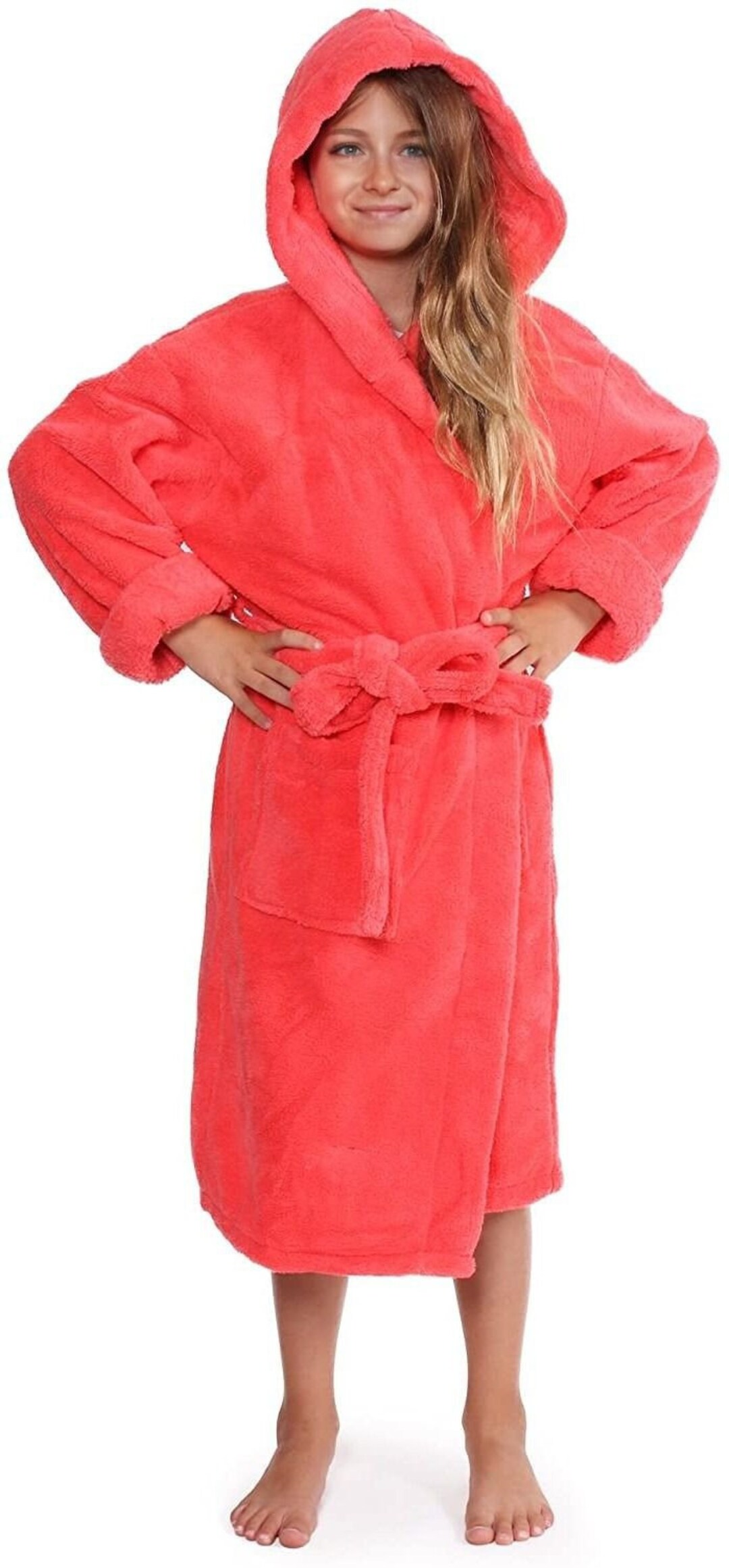 Personalized HOODED CORAL ROBE // Bridal Robe // Bride Robe // Bridal ...