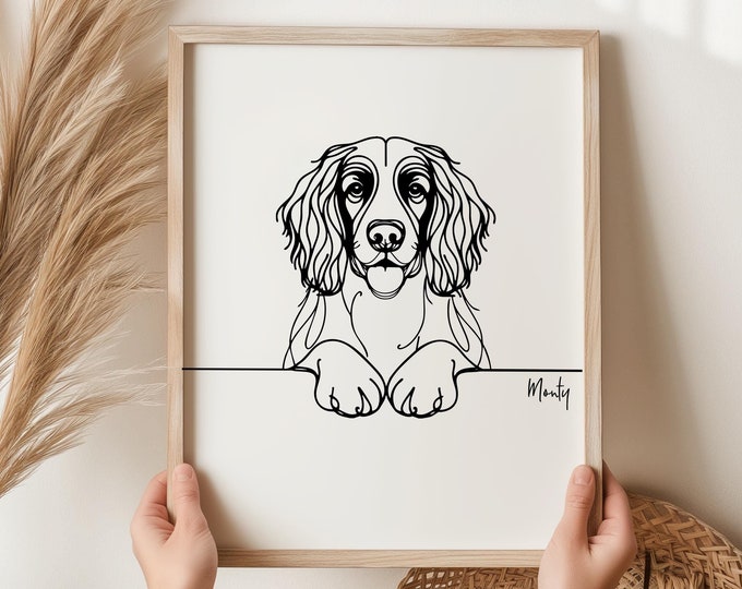 Personalised Springer Spaniel Digital Print, Springer Spaniel Dog ...