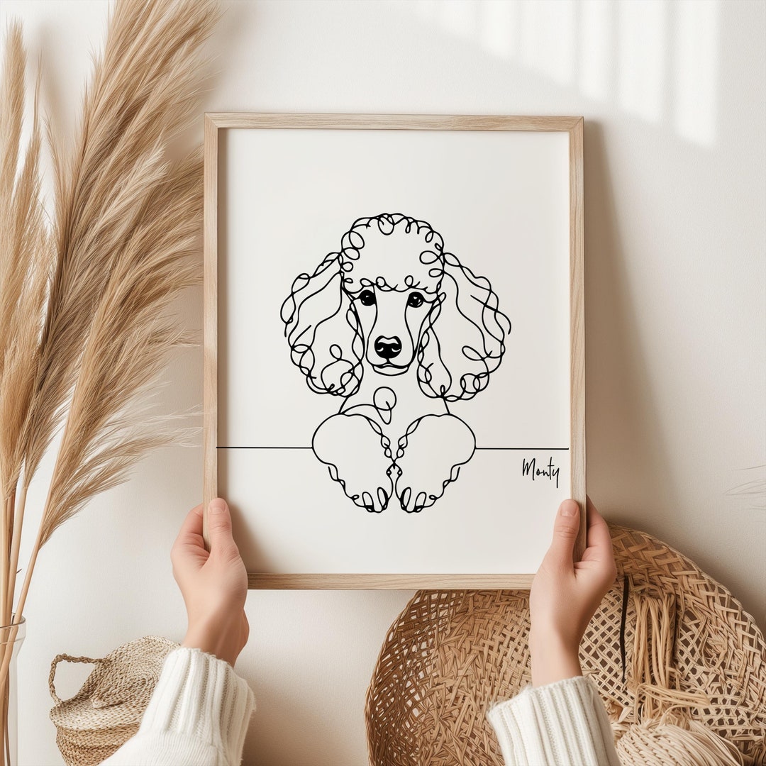 Personalised Poodle Digital Portrait, Poodle Art, Minimalist Poodle ...