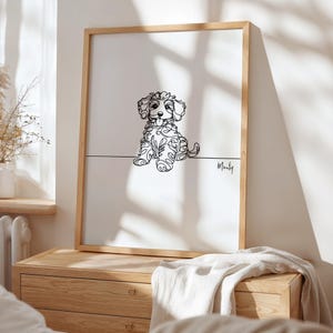 Personalised Cavapoo Print, Cavapoo Line Art, Cavapoo Portrait, Dog ...