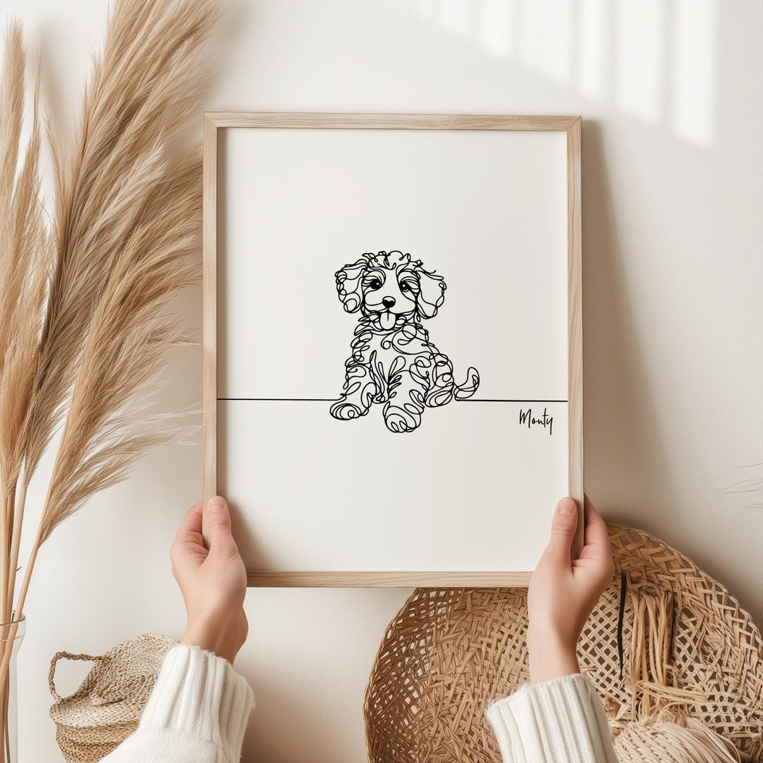 Personalised Cavapoo Print, Cavapoo Line Art, Cavapoo Portrait, Dog Line Art, Dog Portrait, Pet ...