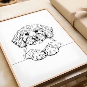 Cockapoo Line Drawing, Line Art Dog Print, Cockapoo Picture, Fun Gift ...