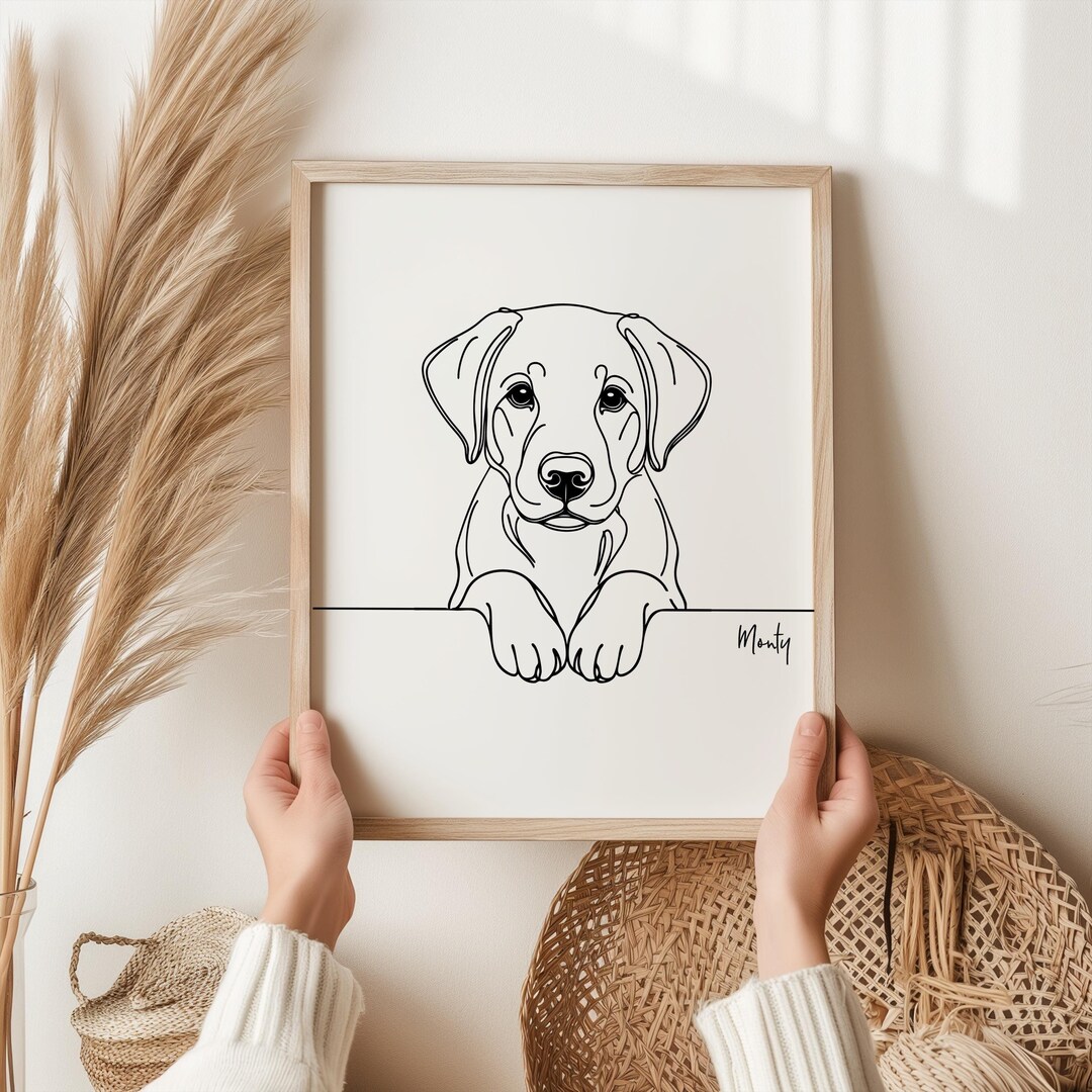 Personalised Labrador Print, Labrador Line Art, Labrador Portrait, Dog ...