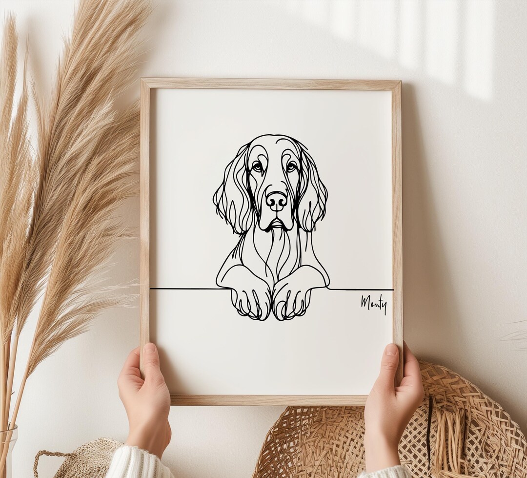 Irish Setter Print, Line Art Dog Print, Irish Setter Picture, Fun Gift ...