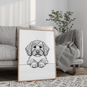 Cockapoo Line Drawing, Line Art Dog Print, Cockapoo Picture, Fun Gift ...