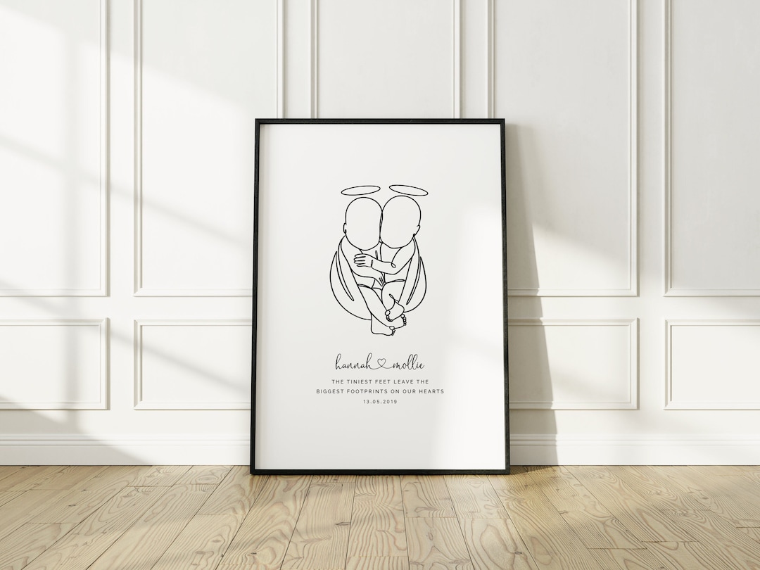 Personalised Angel Baby Feet Keepsake, Stillborn Baby, Twins Keepsake ...