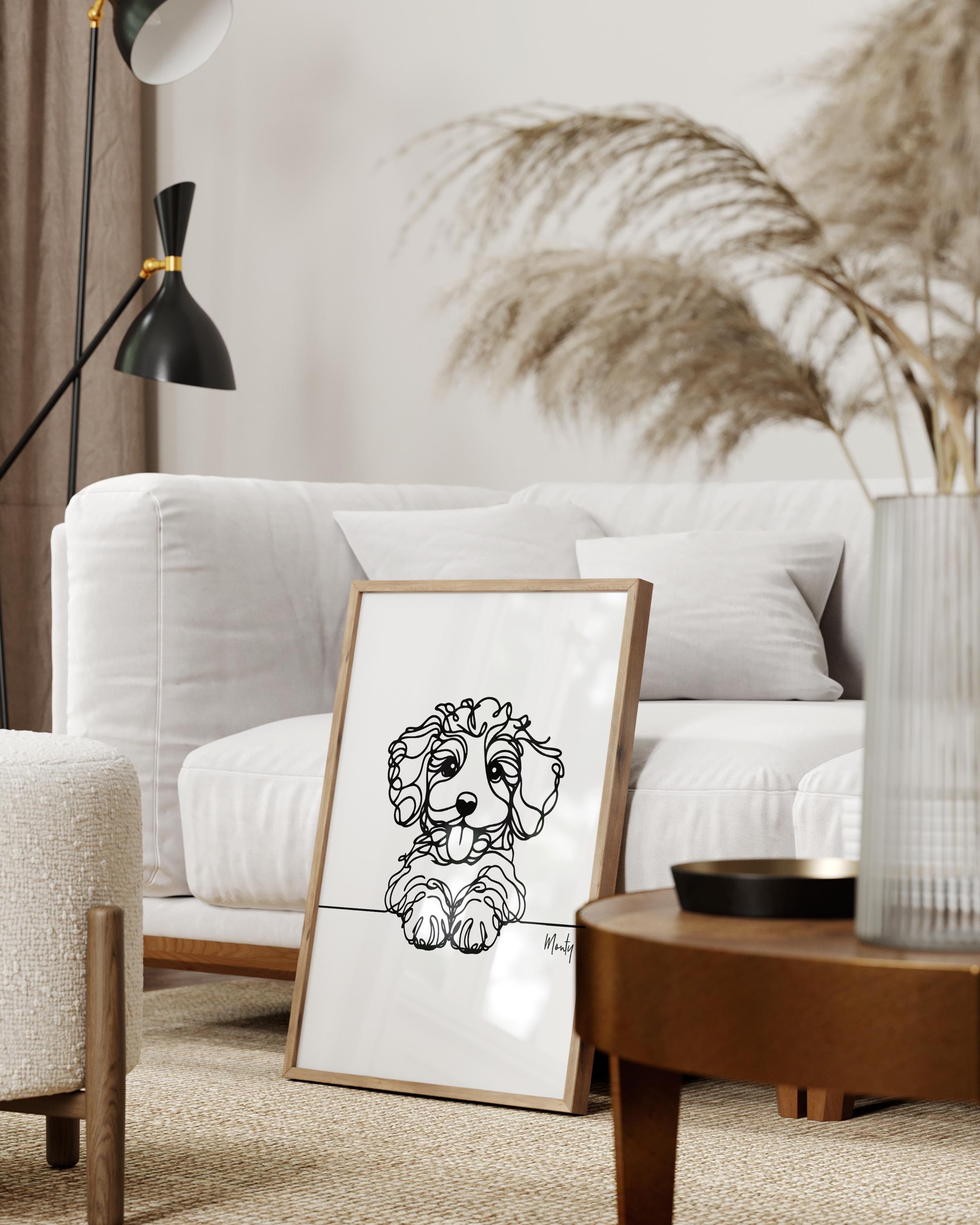 Cavapoo Line Drawing, Line Art Dog Print, Cavapoo Picture, Fun Gift for ...