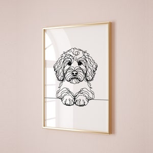 Cockapoo Line Drawing, Line Art Dog Print, Cockapoo Picture, Fun Gift ...