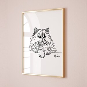 Personalised Persian Digital Print, Persian Cat Outline, Minimalist ...