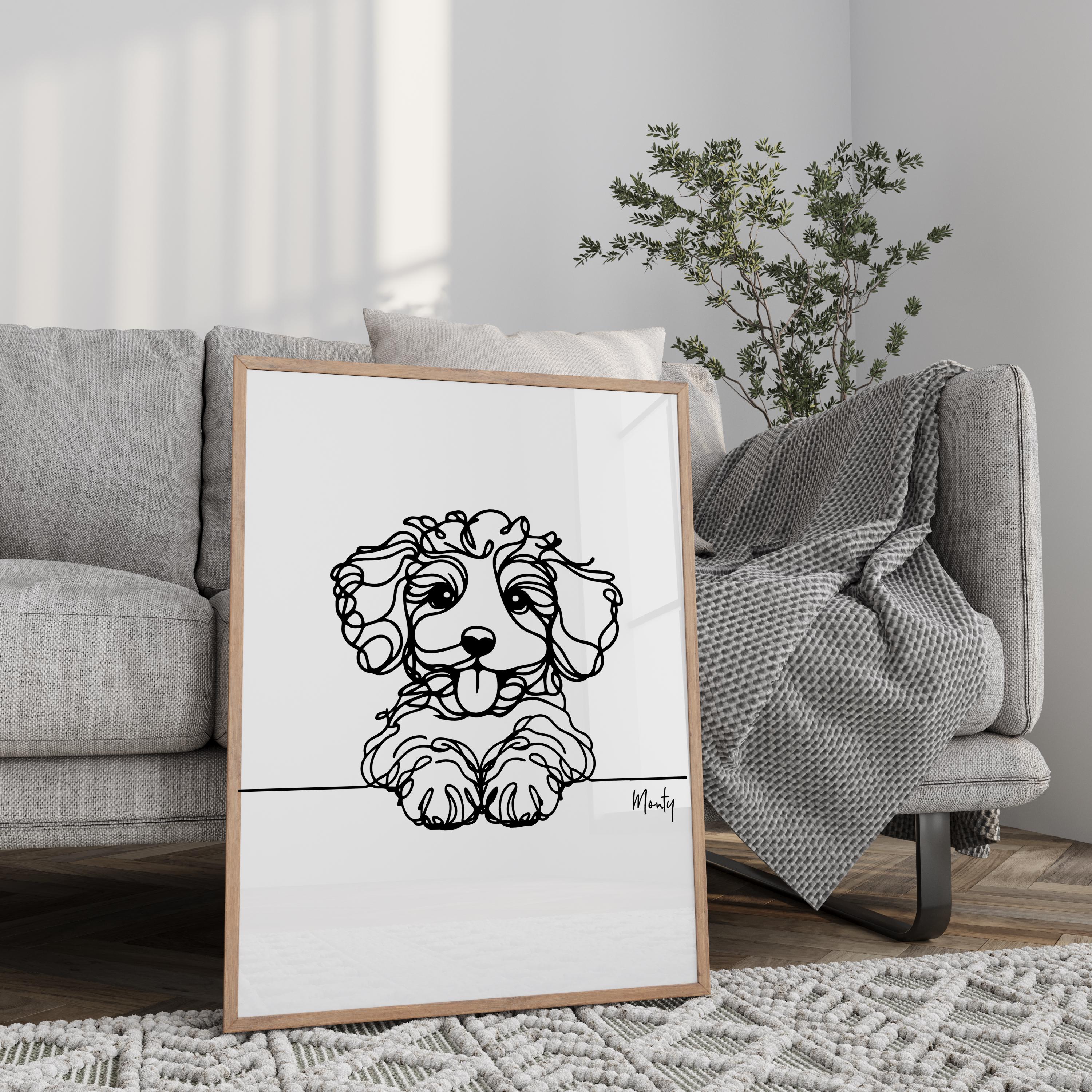 Cavapoo Line Drawing, Line Art Dog Print, Cavapoo Picture, Fun Gift for ...