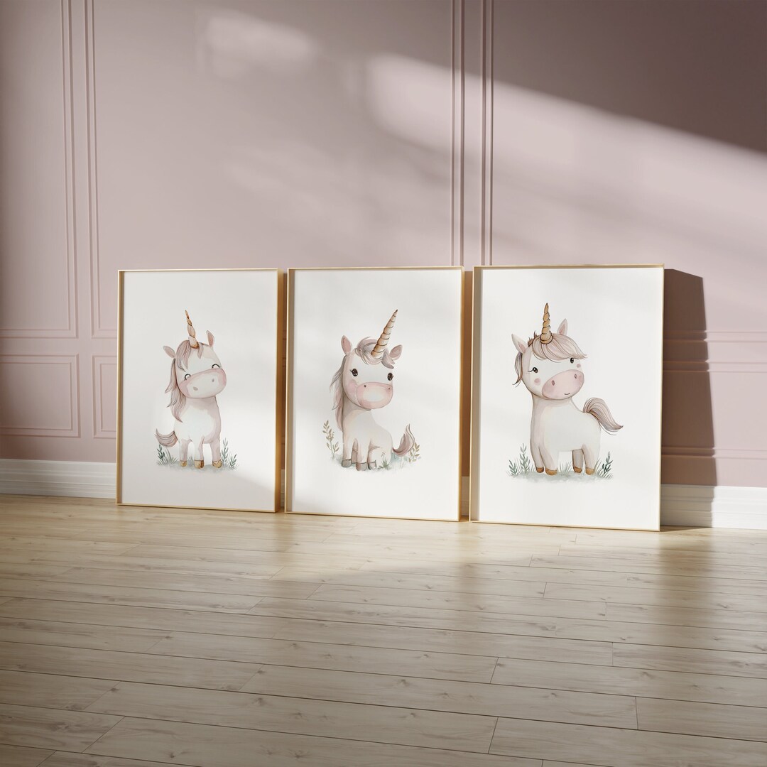 Girls Bedroom Prints, Girls Unicorn Prints, Pink Girls Prints, Set of 3 ...