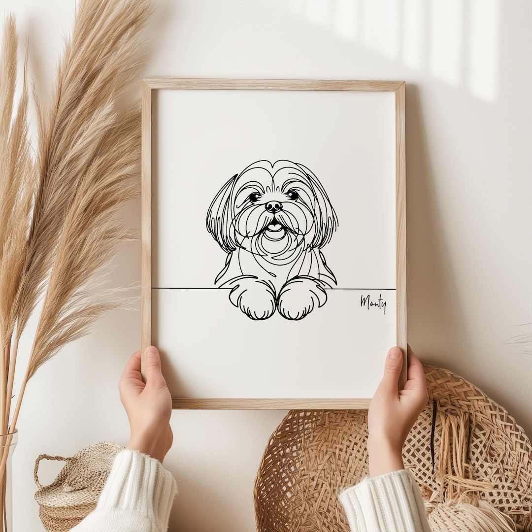 Personalised Shih Tzu Digital Print, Shih Tzu Dog Outline, Shih Tzu ...