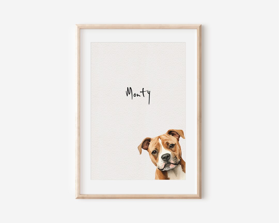 Staffy Print, Personalised Pet Portrait, Staffy Gift, Staffy Print ...