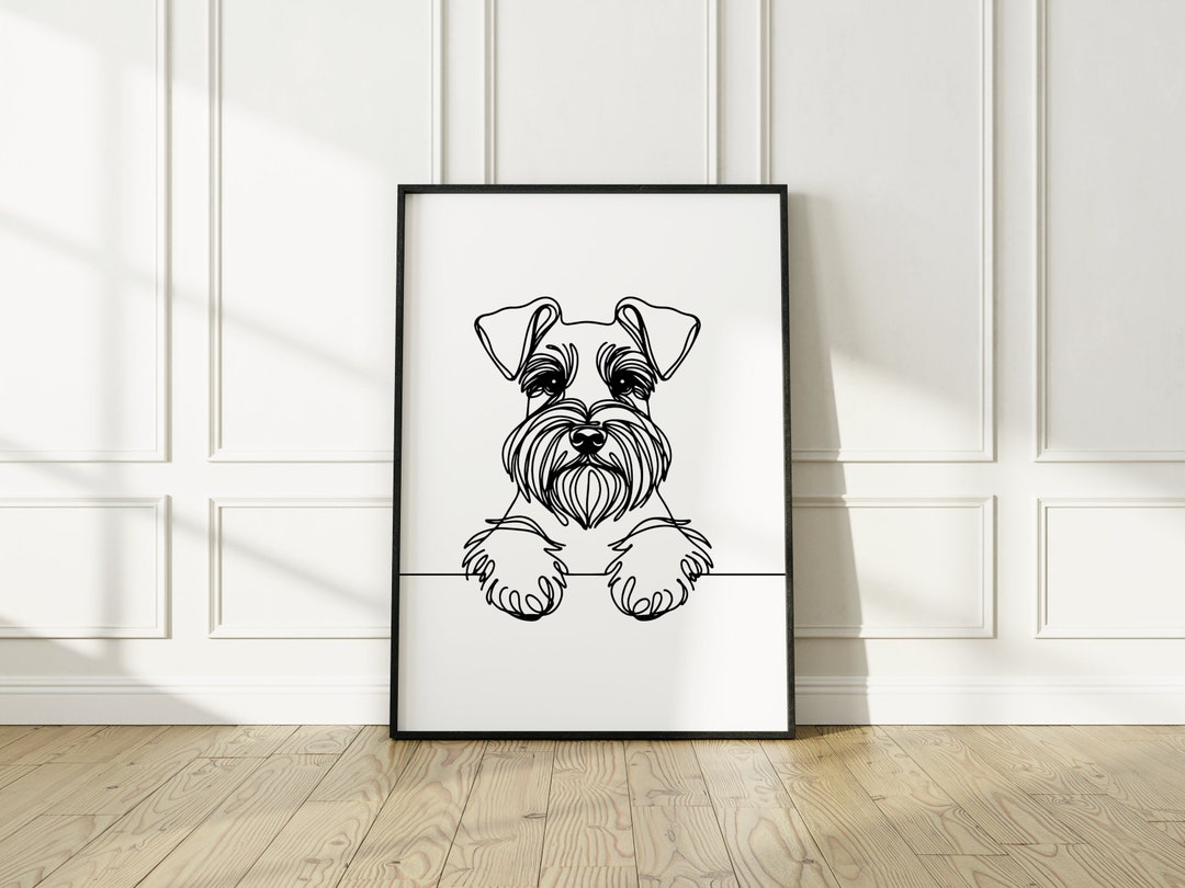 Schnauzer Print, Line Art Dog Print, Schnauzer Picture, Fun Gift for ...