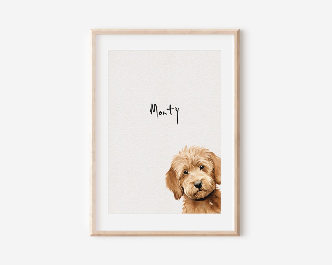Labradoodle Dog Print, Dog Drawing Print, Fine Art Dog Print, Black ...