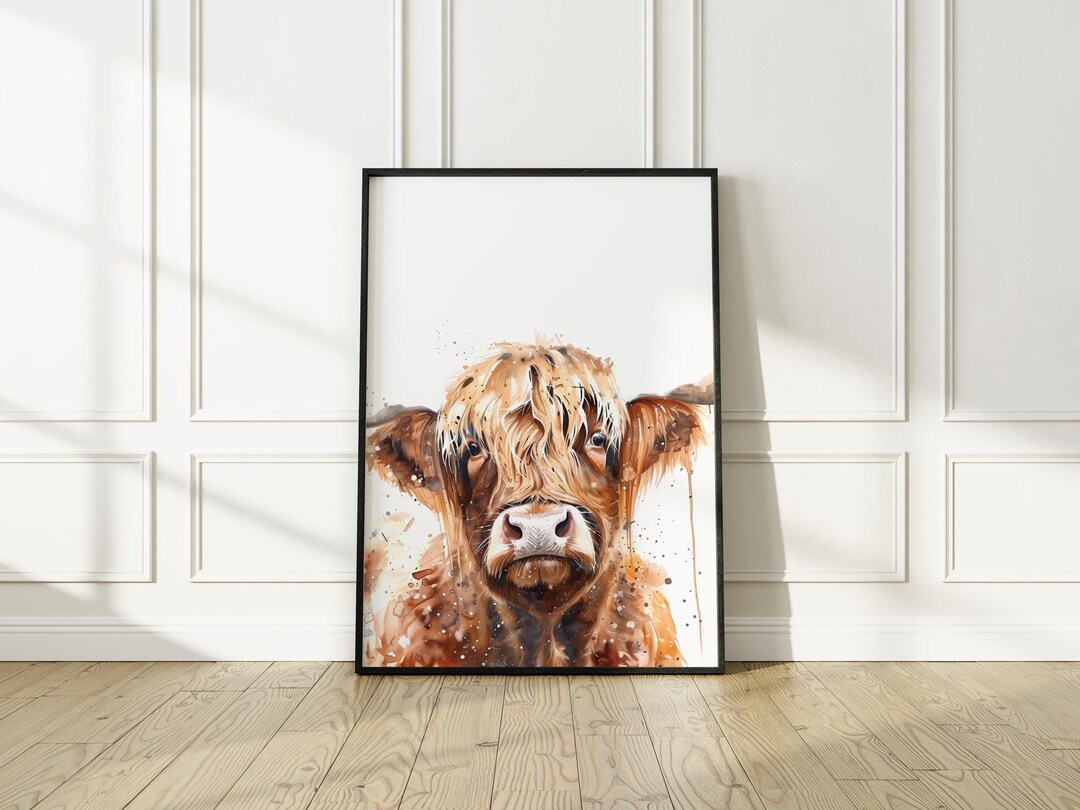 Highland Cow Print, Farm Animal Print, Cow Printable, Watercolor Print ...