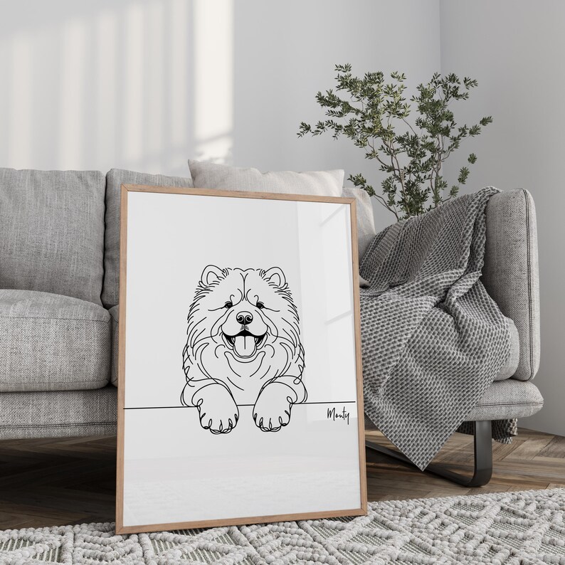Personalised Chow Chow Digital Print, Chow Chow Dog Outline, Chow Chow ...