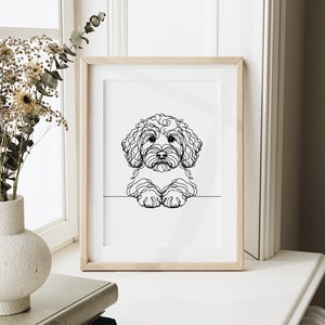 Cockapoo Line Drawing, Line Art Dog Print, Cockapoo Picture, Fun Gift ...