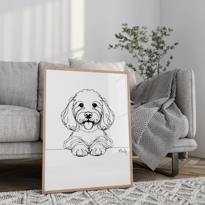 Personalised Cockapoo Print, Cockapoo Line Art, Cockapoo Portrait, Dog ...